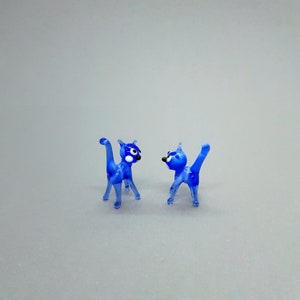 Mini Blue Cat, Murano Glass Blue Cat, Collectible Glass Kiiten, Doll ...
