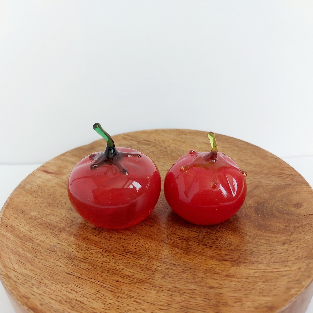 Glass Tomato Figurine, Glass Tomato for Kitchen Decoration, Hand Blown ...