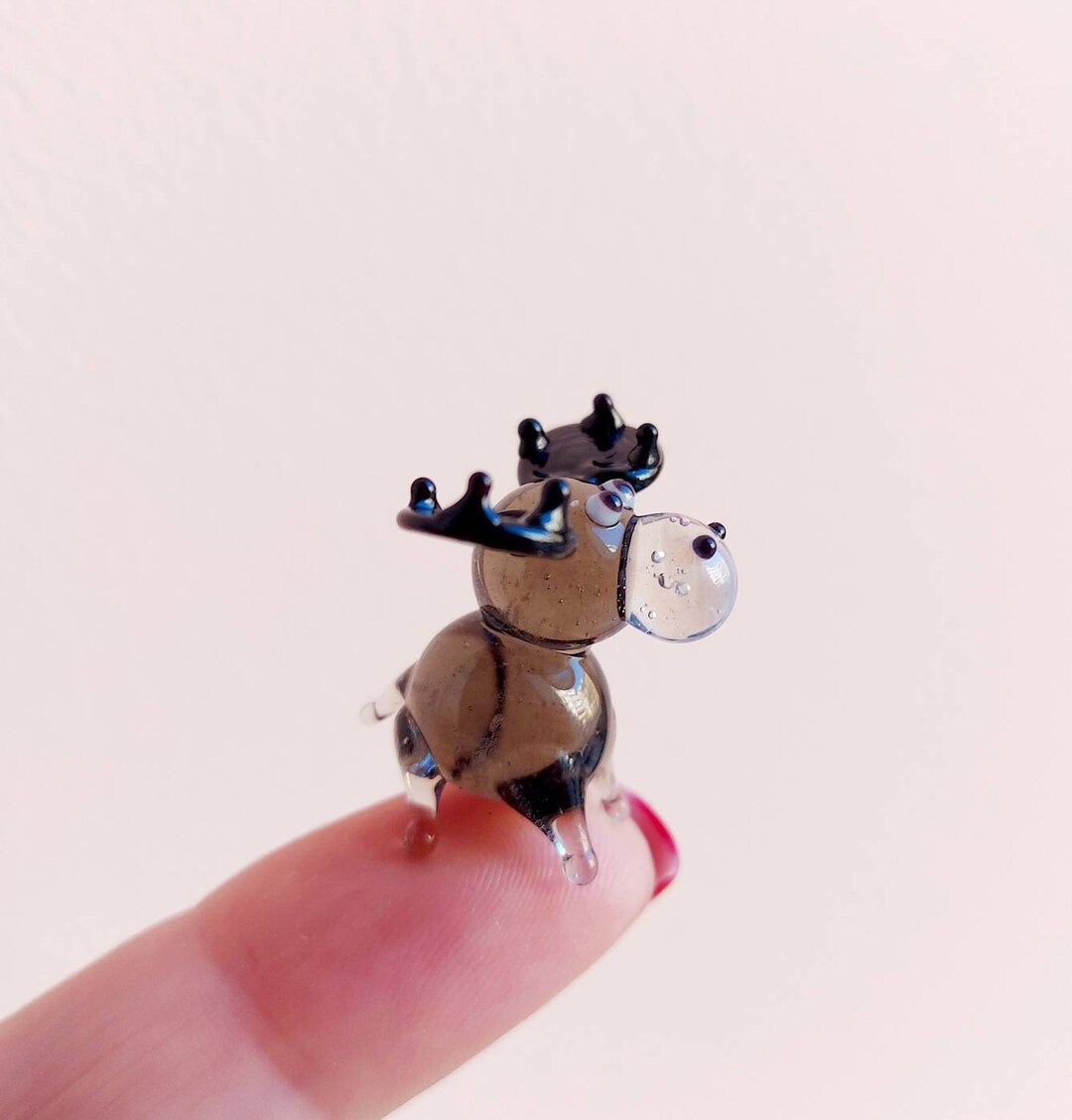 Miniature Glass Figurines, Miniature Glass Moose, Hand Blown Glass ...