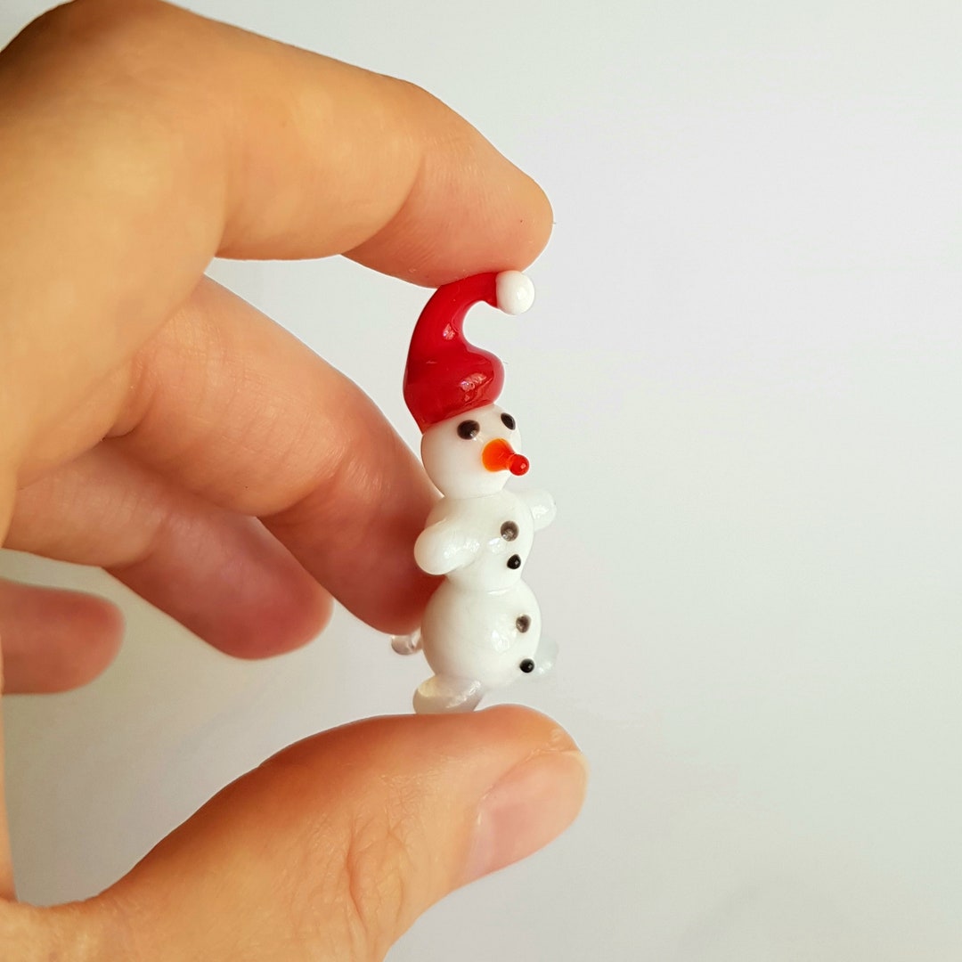 Miniature Glass Figurines, Tiny Glass Snowman, Murano Glass Snowman in ...