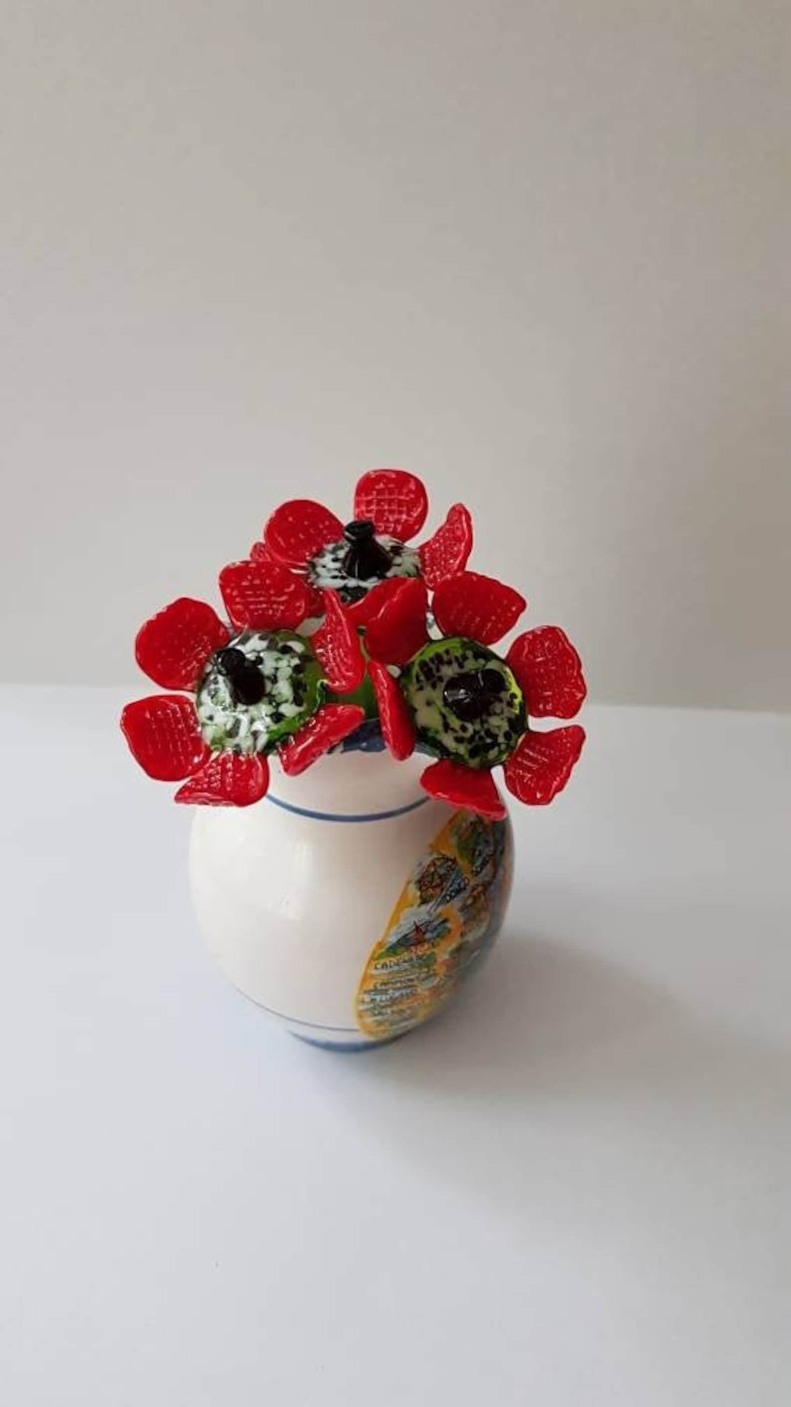 Miniature Flowers Glass Figurines Hand Blown Poppy Flower - Etsy