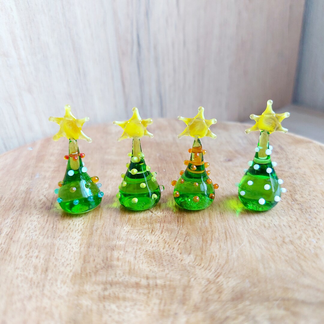 Mini Christmas Tree, Tiny Glass Christmas Tree With Star, Collectible ...