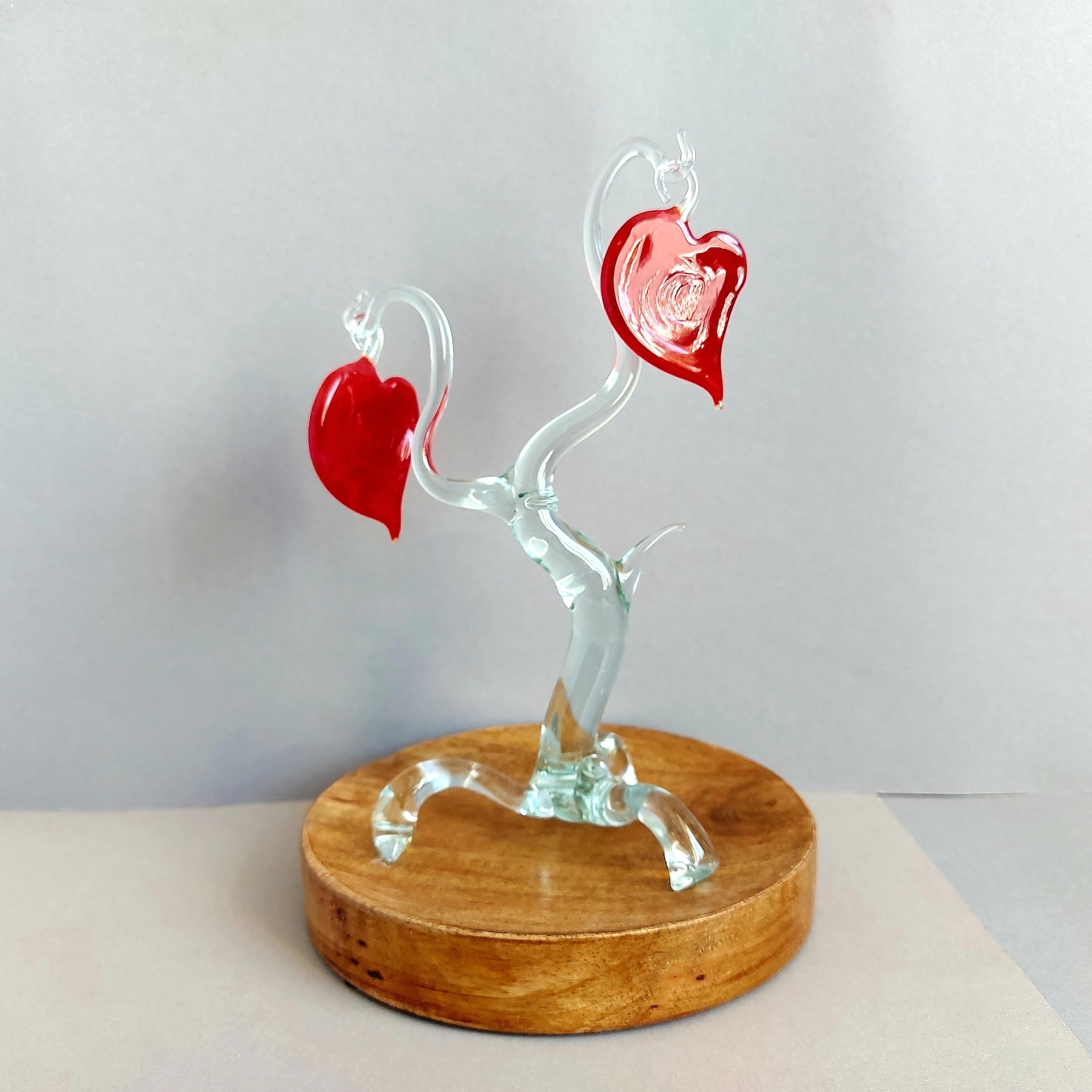 Glass Tree With Hearts Figurine Hand Blown Glass Tree With - Etsy