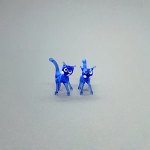 Mini Blue Cat, Murano Glass Blue Cat, Collectible Glass Kiiten, Doll ...