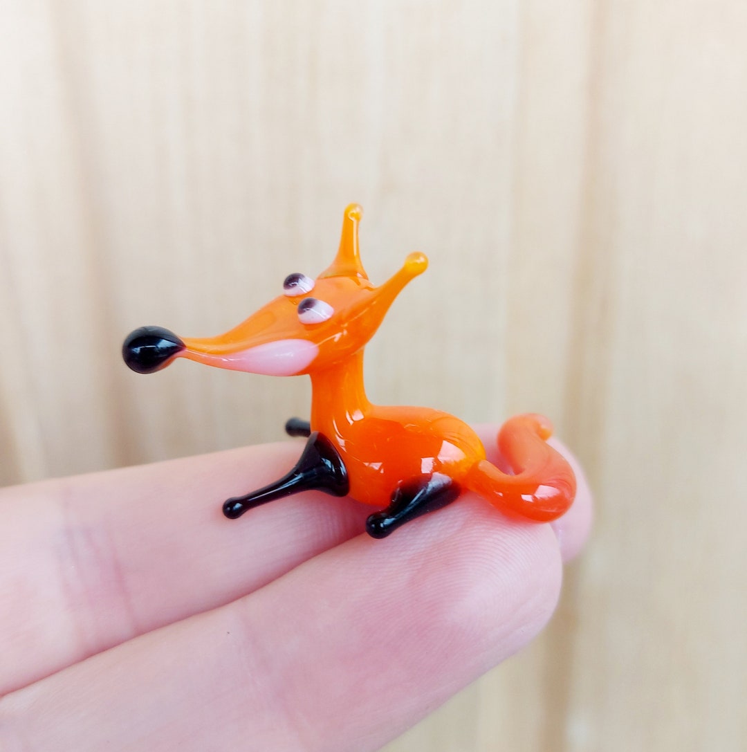 Miniature Glass Fox Figurine Miniature Glass Animals Murano - Etsy