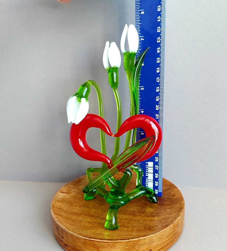 Snowdrop Flowers With Heart Composition Handmade of Glass - Etsy
