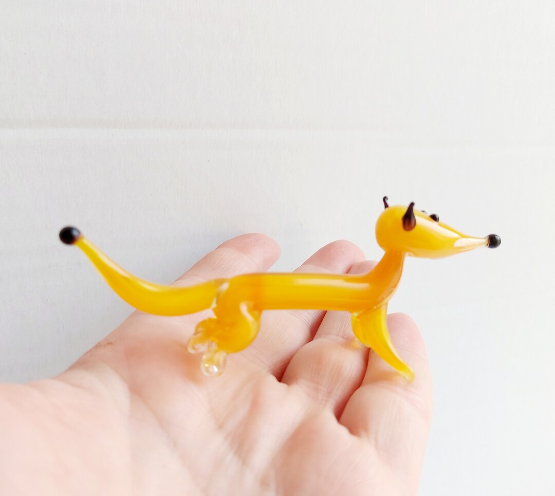 Glass Fox Figurine, Handmade Glass Fox, Sneaky Fox Collectible Glass ...