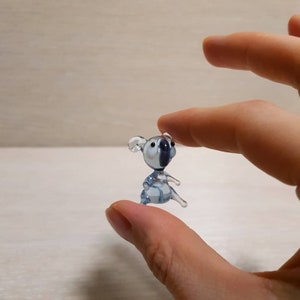 Mini Glass Blue Koala Figurine, Miniscule Glass Animals, Murano Glass ...