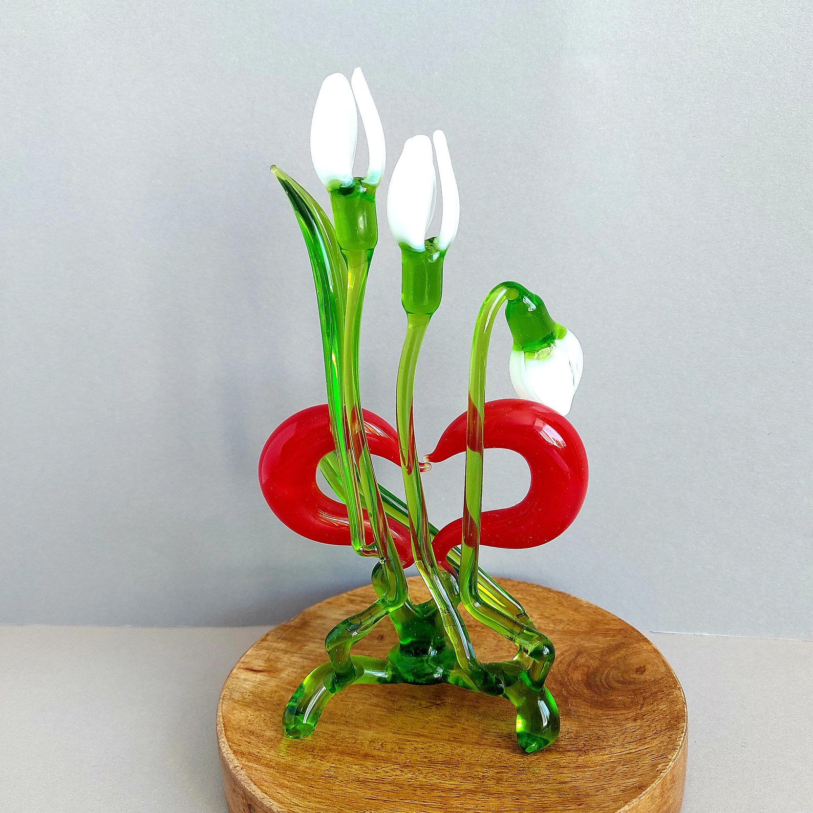 Snowdrop Flowers With Heart Composition Handmade of Glass - Etsy
