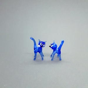Mini Blue Cat, Murano Glass Blue Cat, Collectible Glass Kiiten, Doll ...
