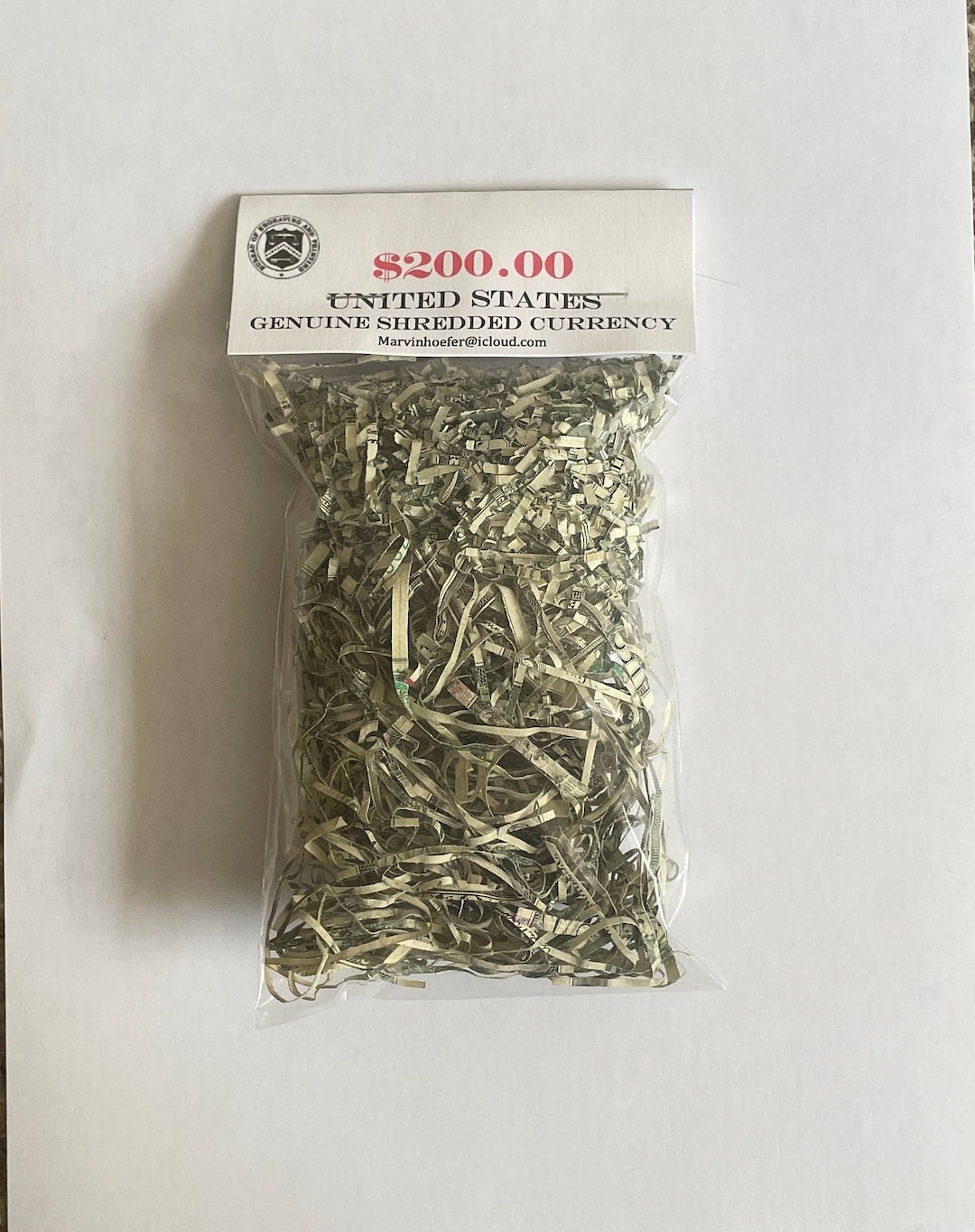 Shredded Cash Money U.S. Currency 200 Authentic Federal Reserve Grass ...