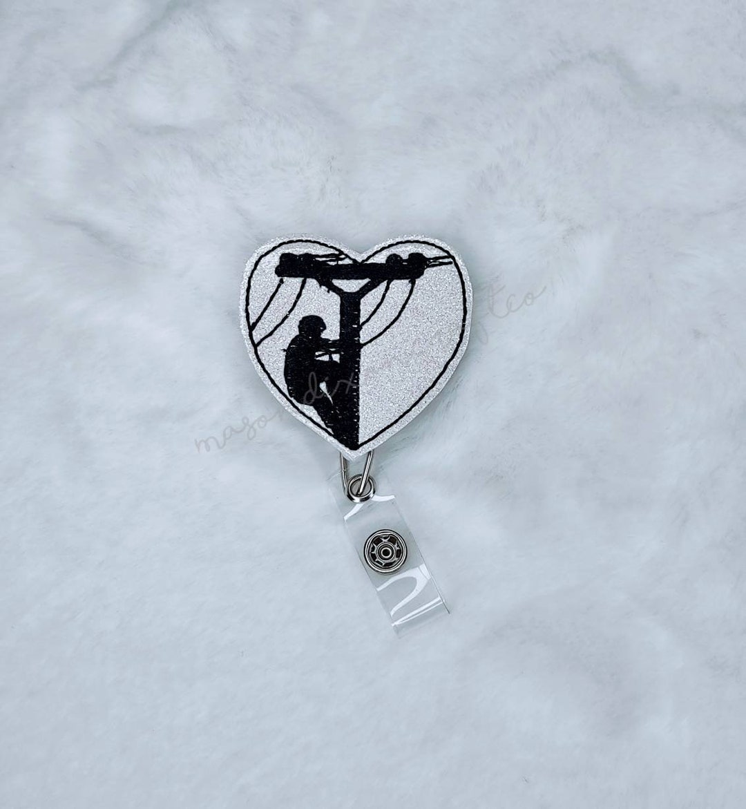 Lineman Heart - Glitter Vinyl Badge Reel - Etsy