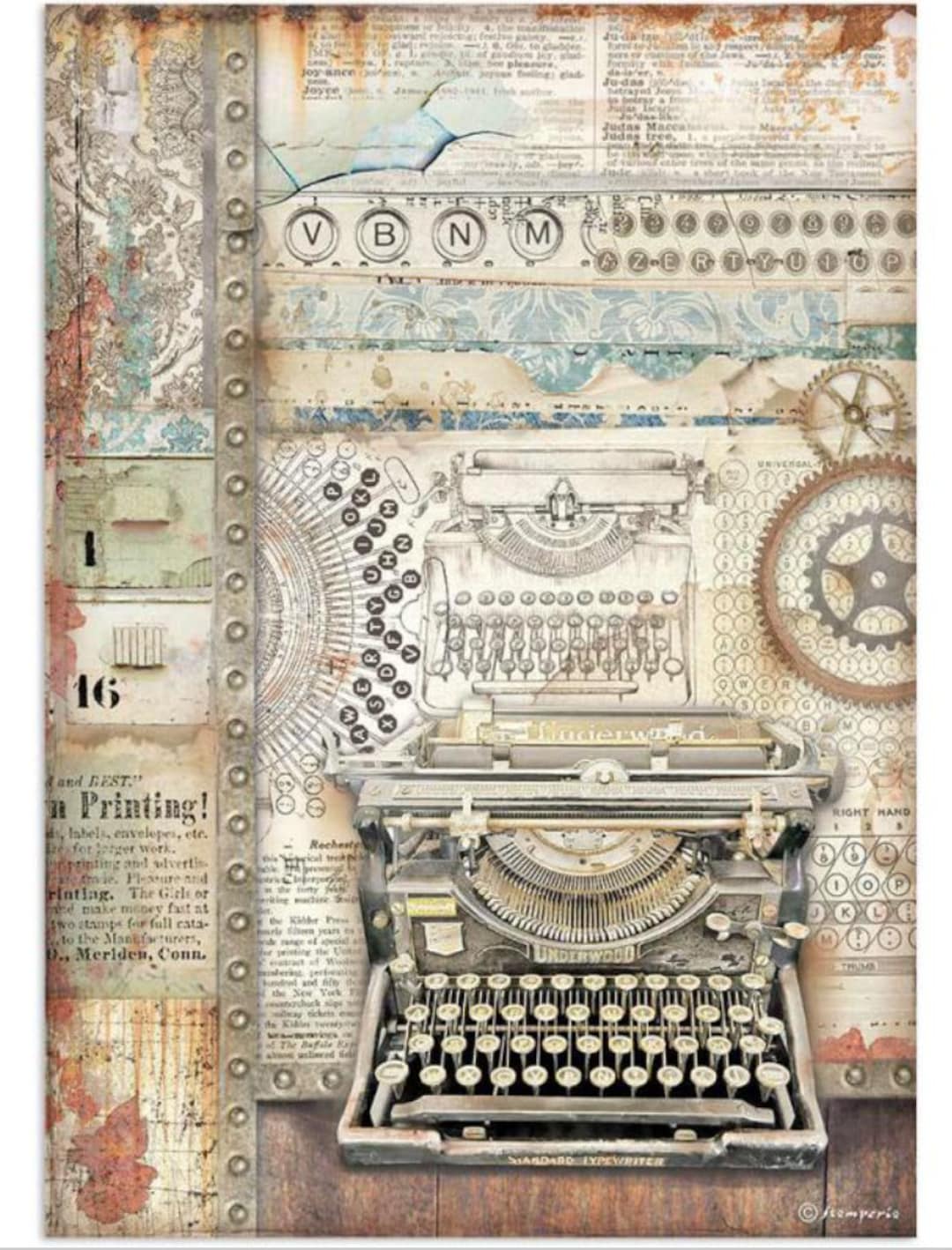 Stamperia Lady Vagabond Lifestyle Typing Writer Rice Paper - Stamperia ...