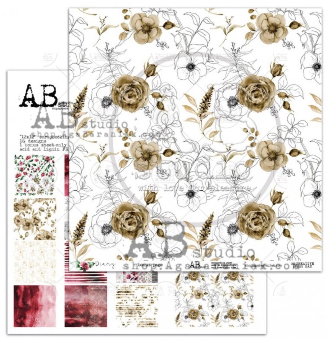 AB Studio Diary Scrapbook Paper Pad 12x12 - Scrapbooking Paper - AB ...