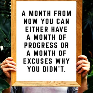 Month of Progress or a Month of Excuses Printable Instant Digital ...