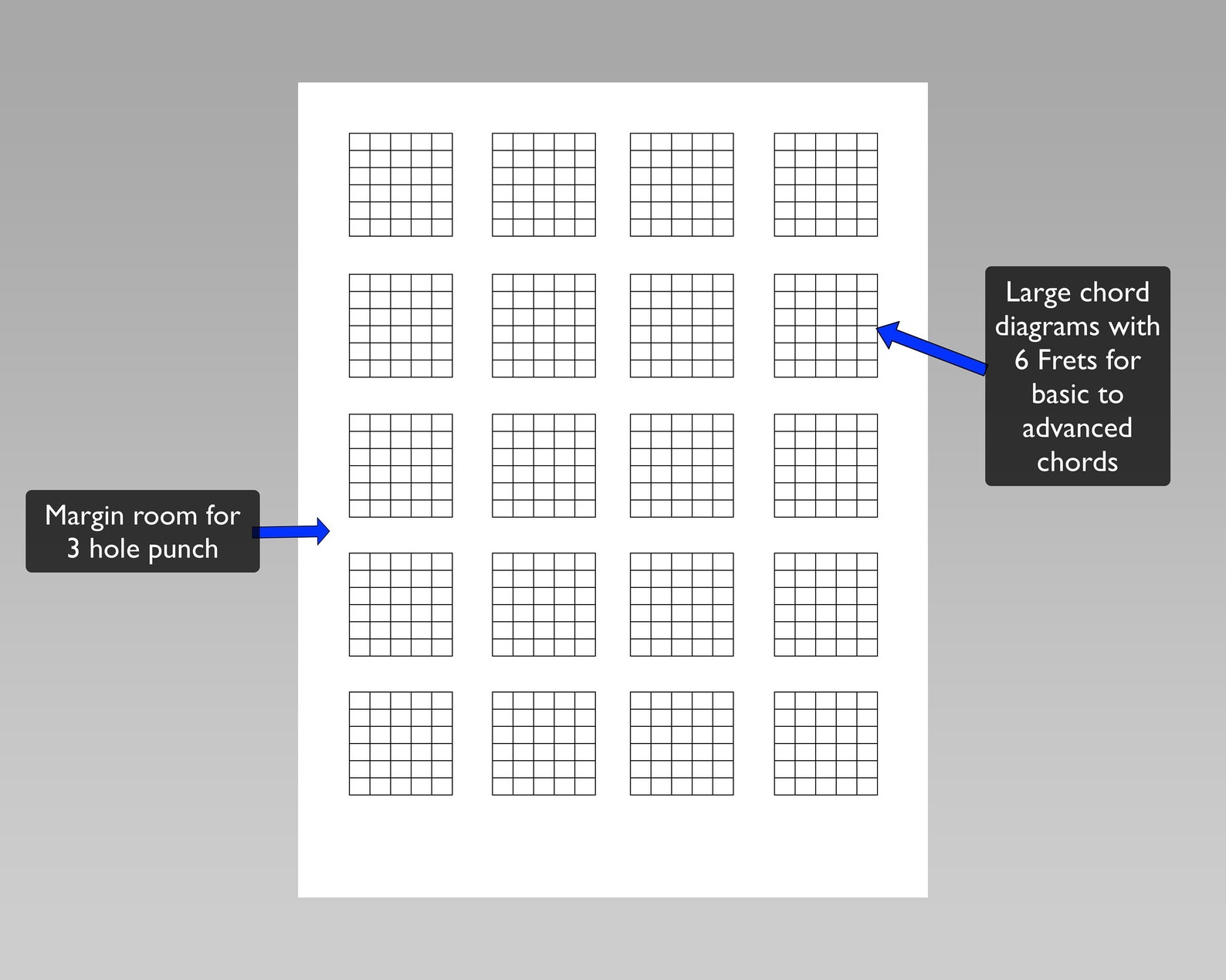 Blank Printable Guitar Chord Sheet, 6 String Guitar Chord Diagram Boxes ...