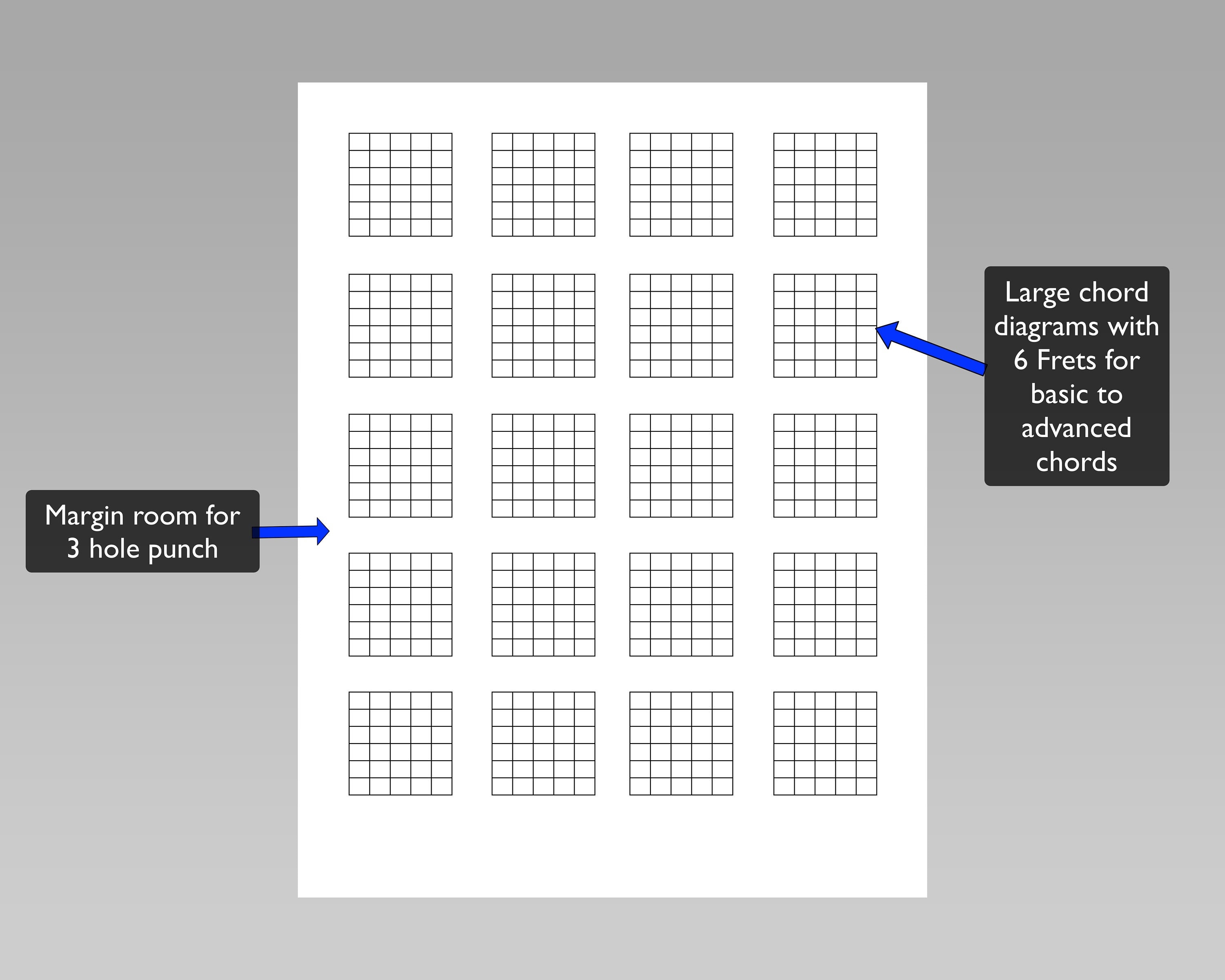 Blank Printable Guitar Chord Sheet, 6 String Guitar Chord Diagram Boxes ...