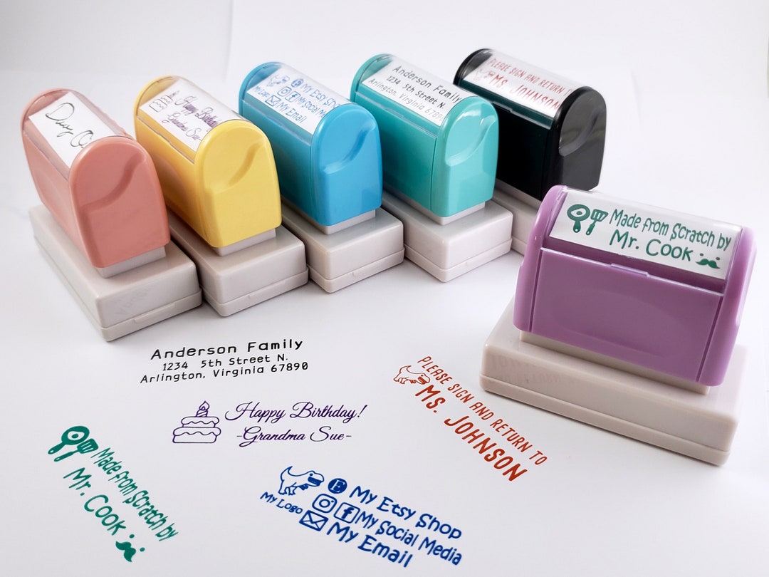 Personalized Purple Self-inking Stamp: Custom Name, Address, Signature ...