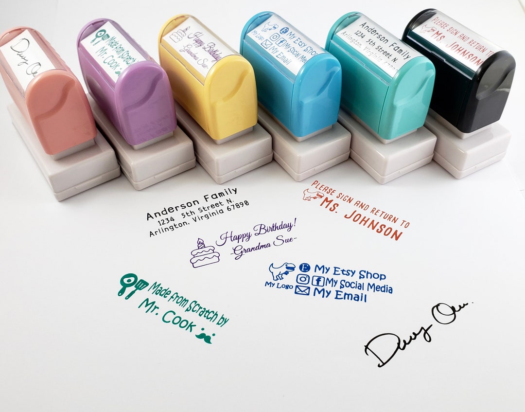 Personalized Self Inking Name Stamp: 60mm X 20mm, Custom Logo Stamp - Etsy
