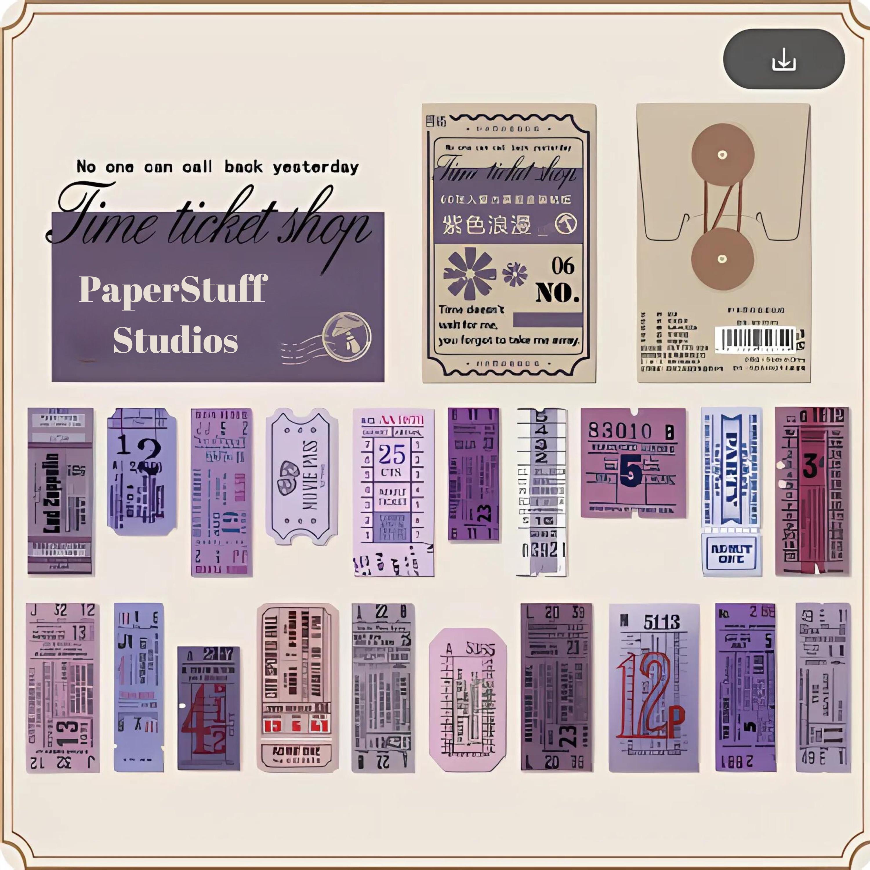 Blue No. 05 Vintage Boxed Stickers 60 Pcs Ticket Style Retro Decor ...