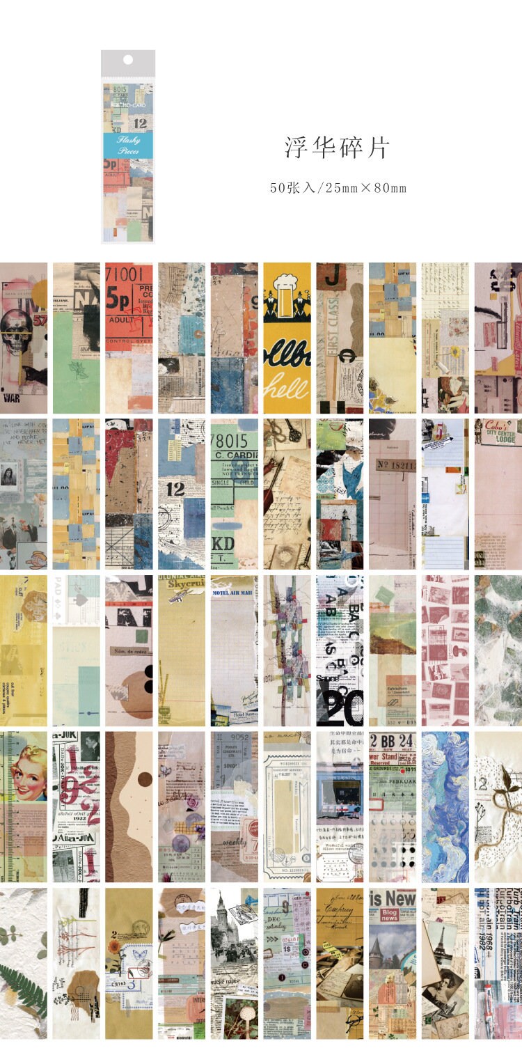 50 Pcs Kawaii Stationery Happy Diary Sticker Scrapbooking Vintage Washi ...
