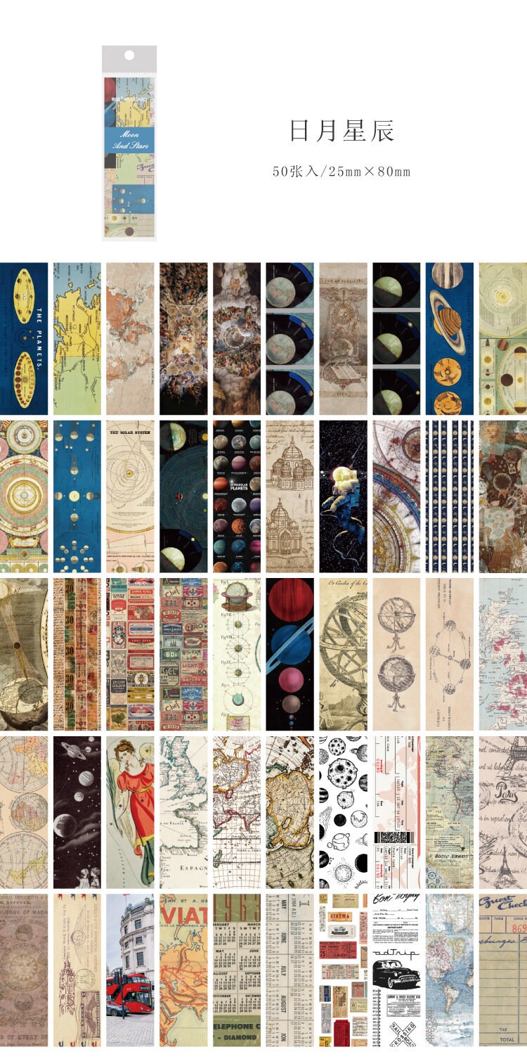 50 Pcs Kawaii Stationery Happy Diary Sticker Scrapbooking Vintage Washi ...