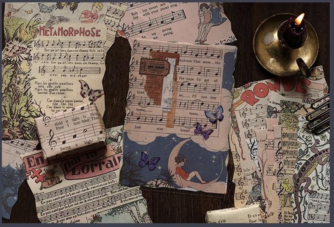 Music Notes Large Size Medieval Plant Old Book Page Vintage Paper for ...