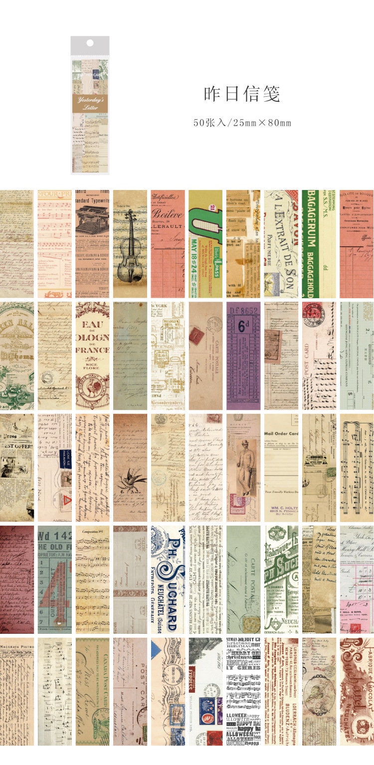 50 Pcs Kawaii Stationery Happy Diary Sticker Scrapbooking Vintage Washi ...