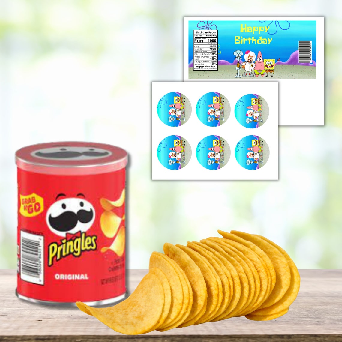 Sponge Bob Pringles Label Pringles Label Spongebob - Etsy