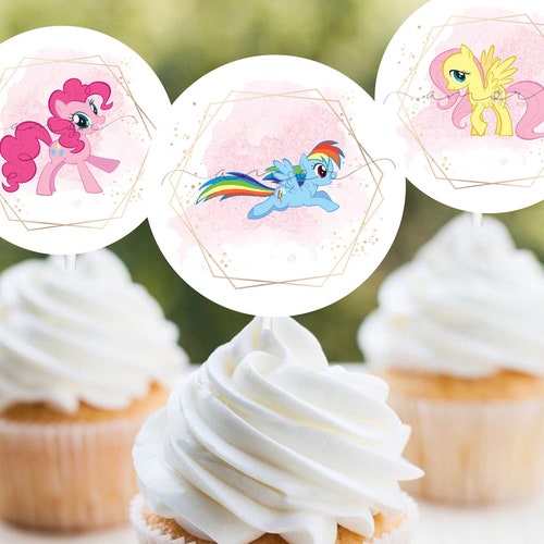 Modern Rainbow Dash Watercolor Minimalist Cupcake Topper | Etsy