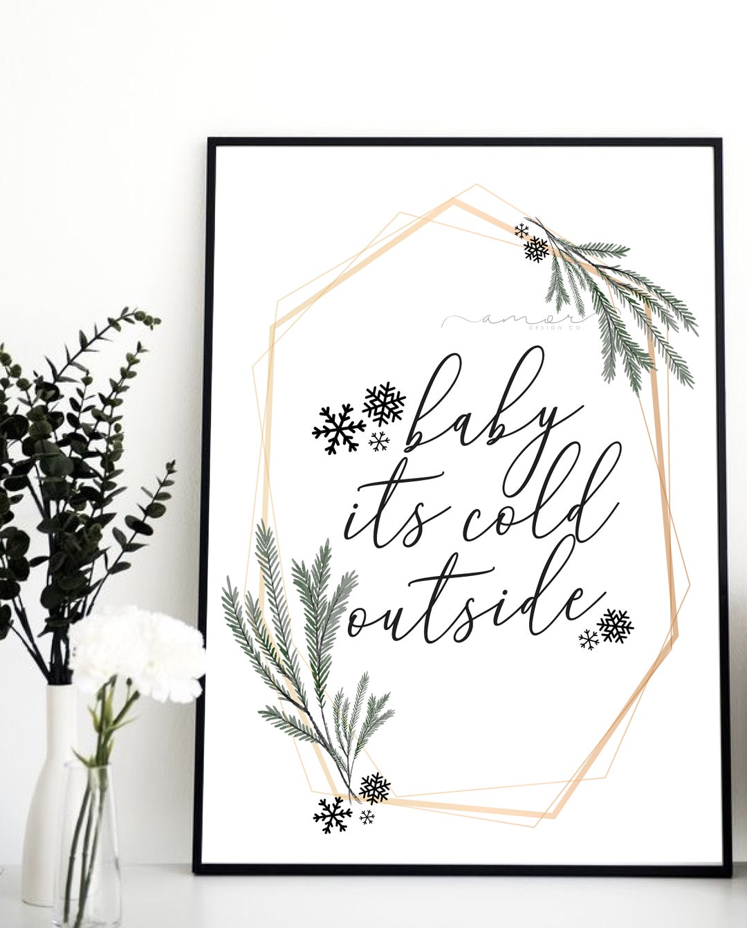 Baby Its Cold Outside Wall Art, Christmas Wall Decor, Modern Christmas ...