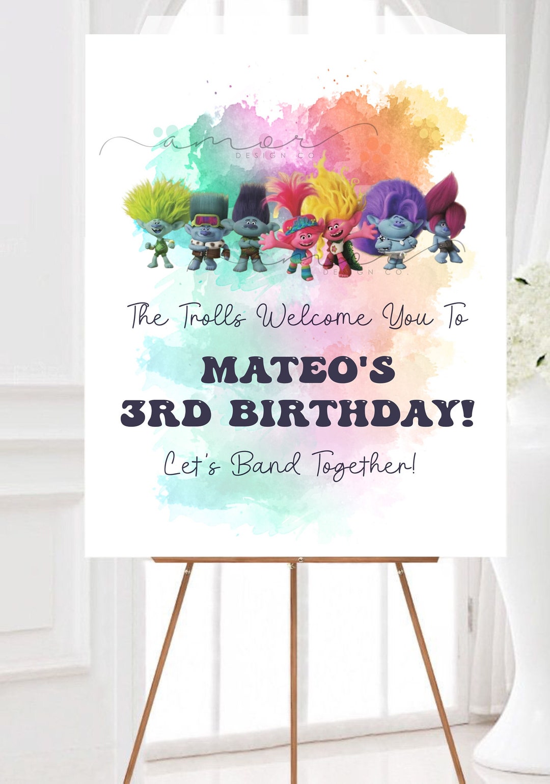 DIGITAL Modern Troll Band Birthday Welcome Sign, Minimalist Troll ...