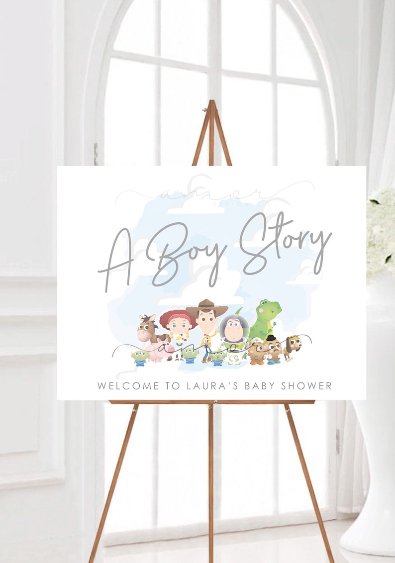 Boy Story Baby Shower Signs, A Boy Story Baby Shower Signage, Modern ...