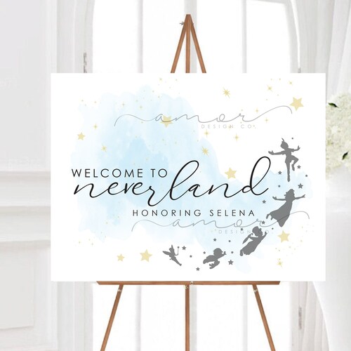 EDITABLE Peter Pan Baby Shower Welcome Sign 24x36 Vintage - Etsy
