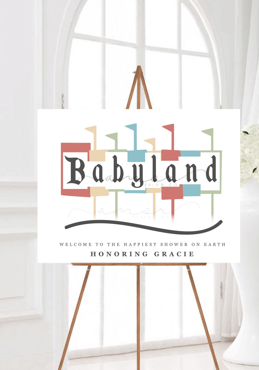 DIGITAL Babyland Baby Shower Welcome Sign, 1st Birthday, Minimal, Muted ...