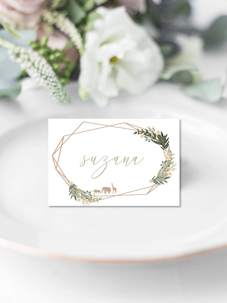 Printable Modern Jungle Safari Place Name Cards Minimalist | Etsy