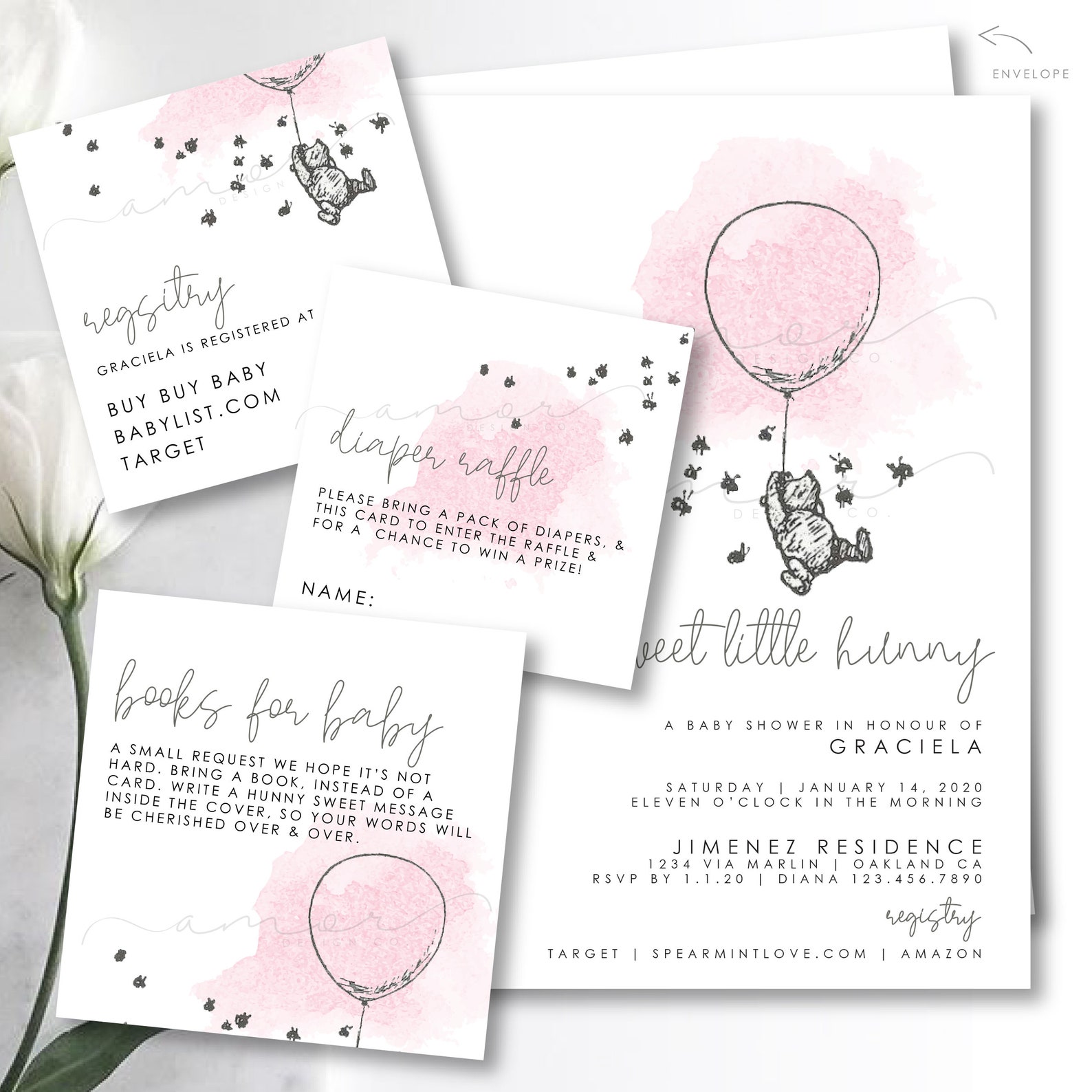 Modern Bear Pastel Baby Shower Diaper Raffle Cards, Bear Diaper Raffle ...