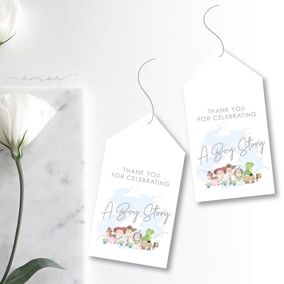 Boy Story Baby Shower Gift Tags, It's a Boy Story Birthday Gift Tags ...