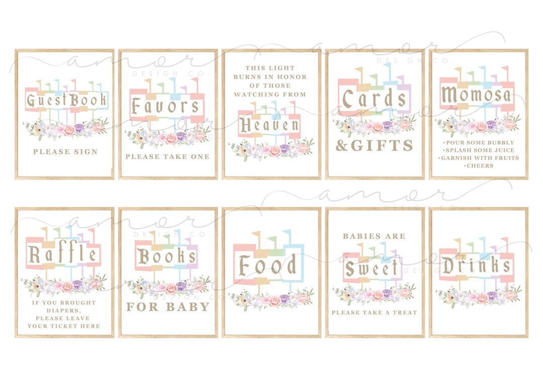 Babyland Baby Shower Signs, Modern, Minimal, Muted Rainbow, Pastel ...