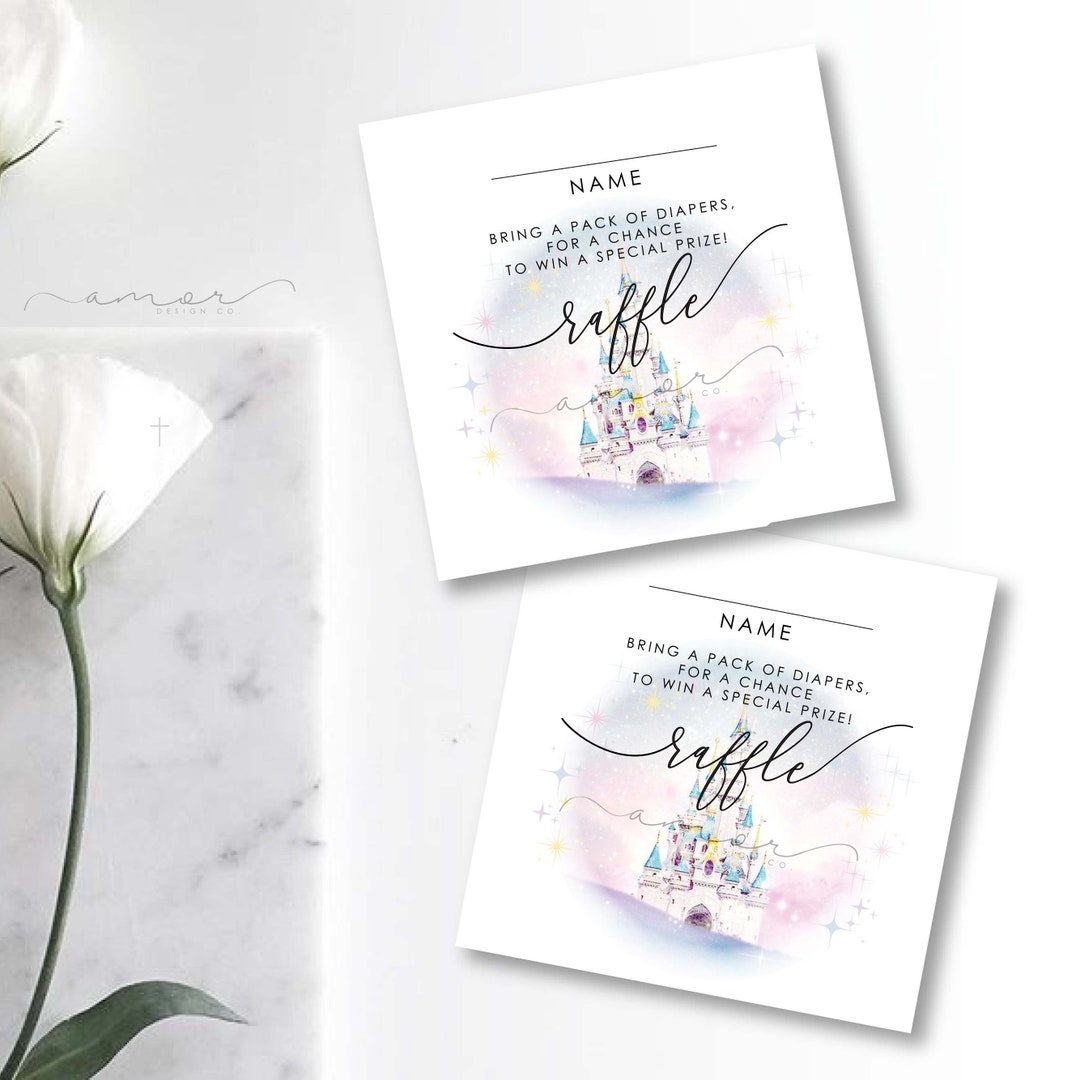 Modern Pastel Diaper Raffle Ticket, Castle Shower Diaper Raffle ...