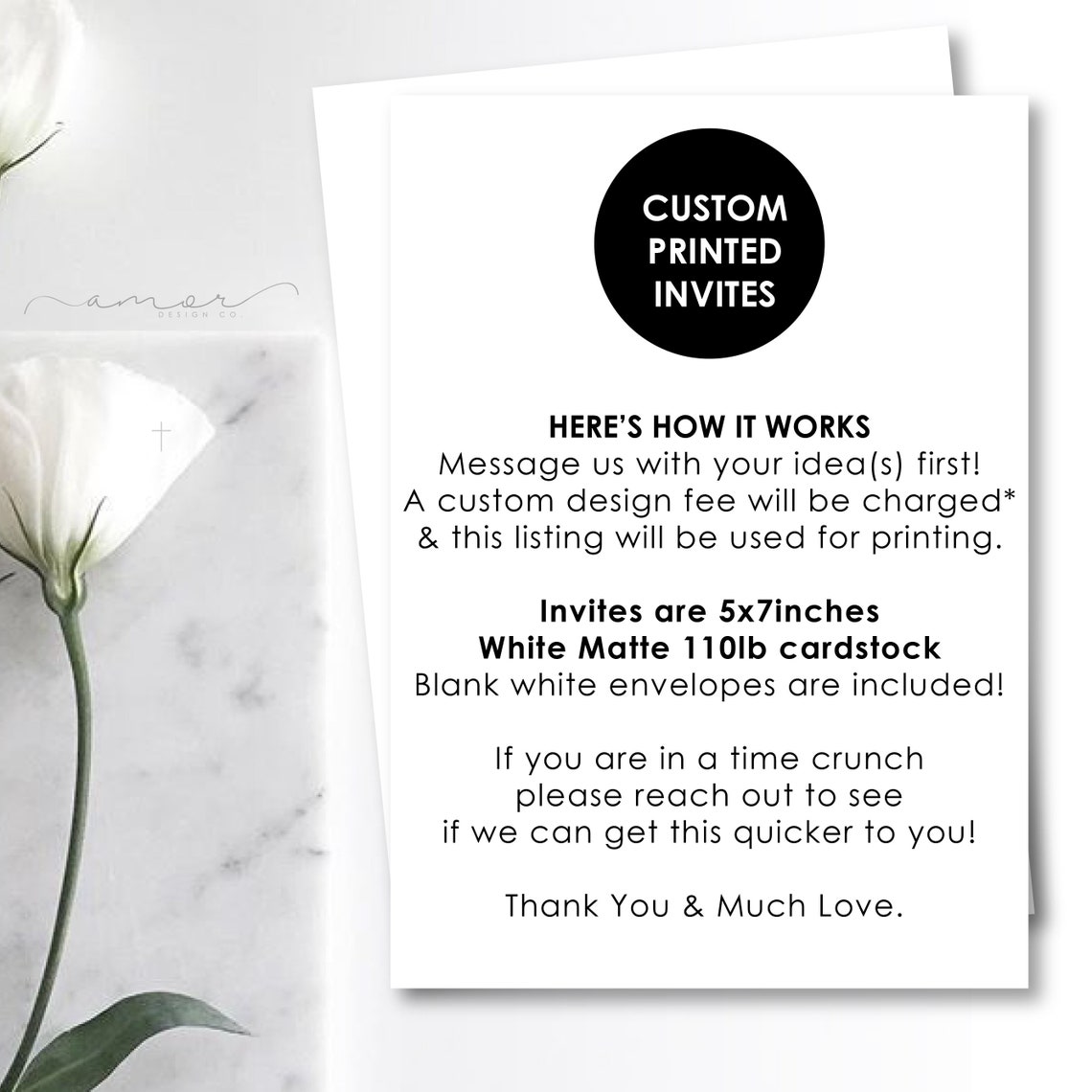 Custom Printed Thank You Cards With Envelopes 5x7 Printed - Etsy