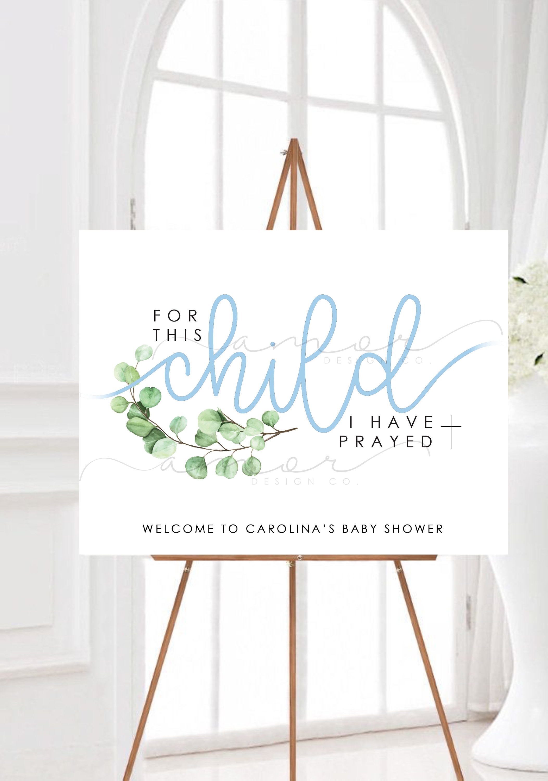 DIGITAL Minimalist Christian Leaf Baby Shower Welcome Sign, for This ...
