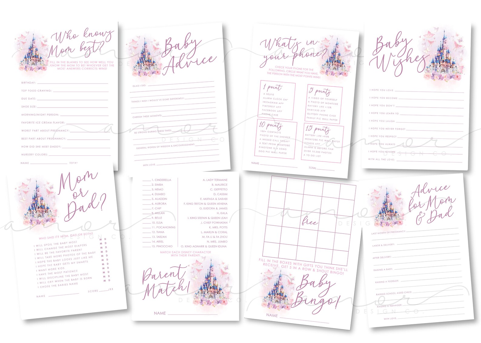 Once Upon A Time Castle Thank You Favor Tags, Birthday Party Favors ...