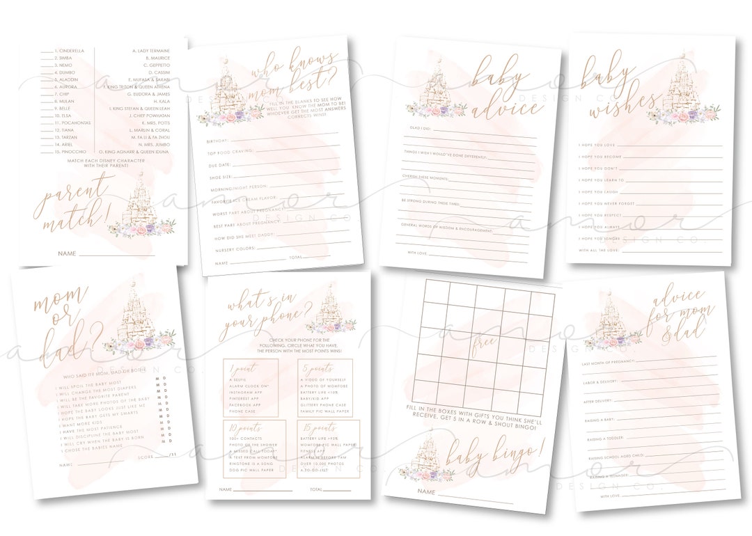 Once Upon A Time Castle Baby Shower Games, Minimalist, Modern ...