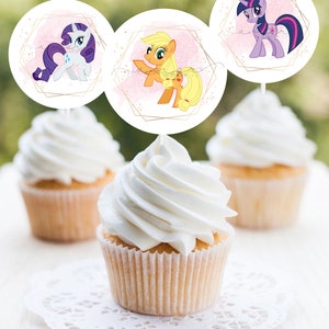 Modern Rainbow Dash Watercolor Minimalist Cupcake Topper, Modern My ...