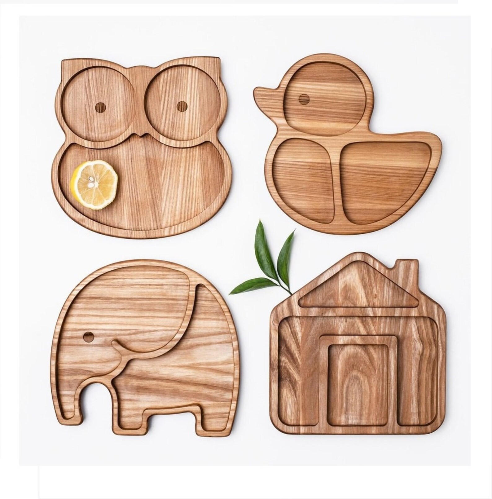 Divided Wooden Plates for Toddlers House Ash Wood Child | Etsy