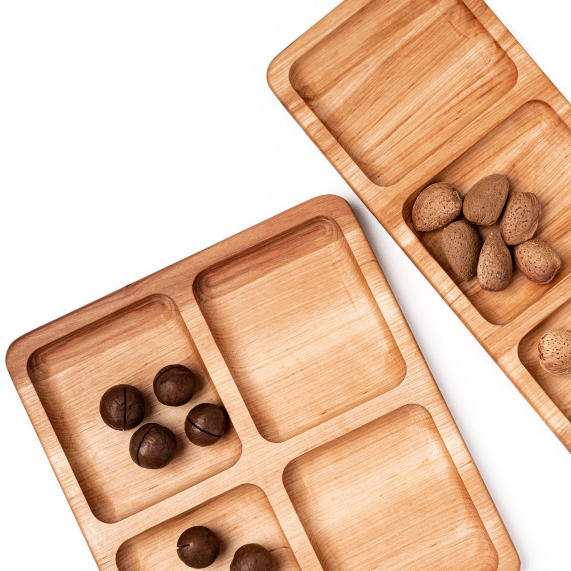 Divided Plate Small Wooden Serving Tray With 3 Sections - Etsy