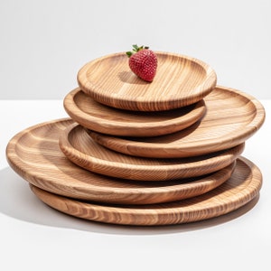 Ash Wooden Plate Round Dish for Dinner Serving Platter Set - Etsy