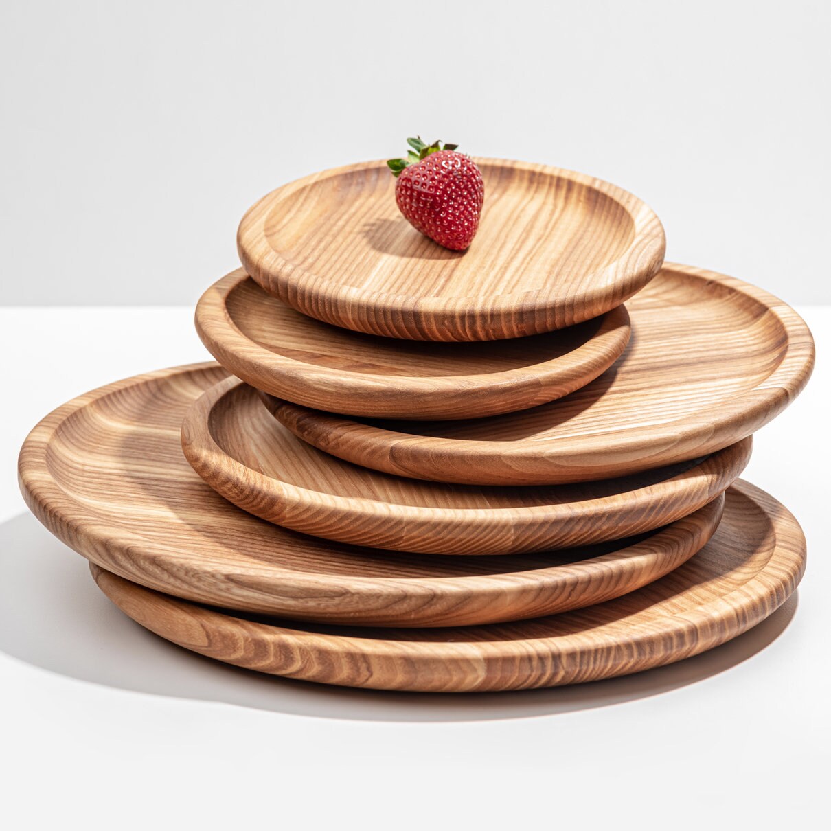 Ash Wooden Plate Round Dish for Dinner Serving Platter Set - Etsy