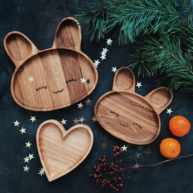 Wooden Bunny Plate for Kids Snack Tray for Baby Toddler - Etsy